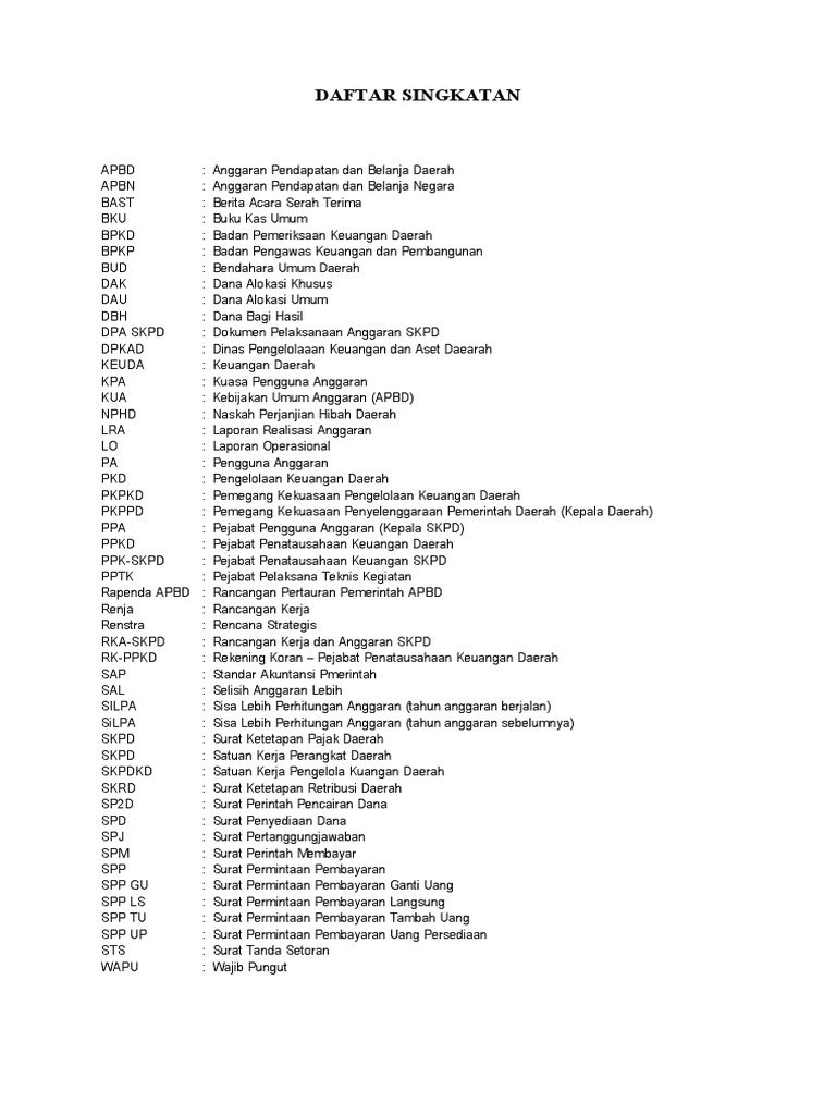 Daftar Singkatan Palip | PDF
