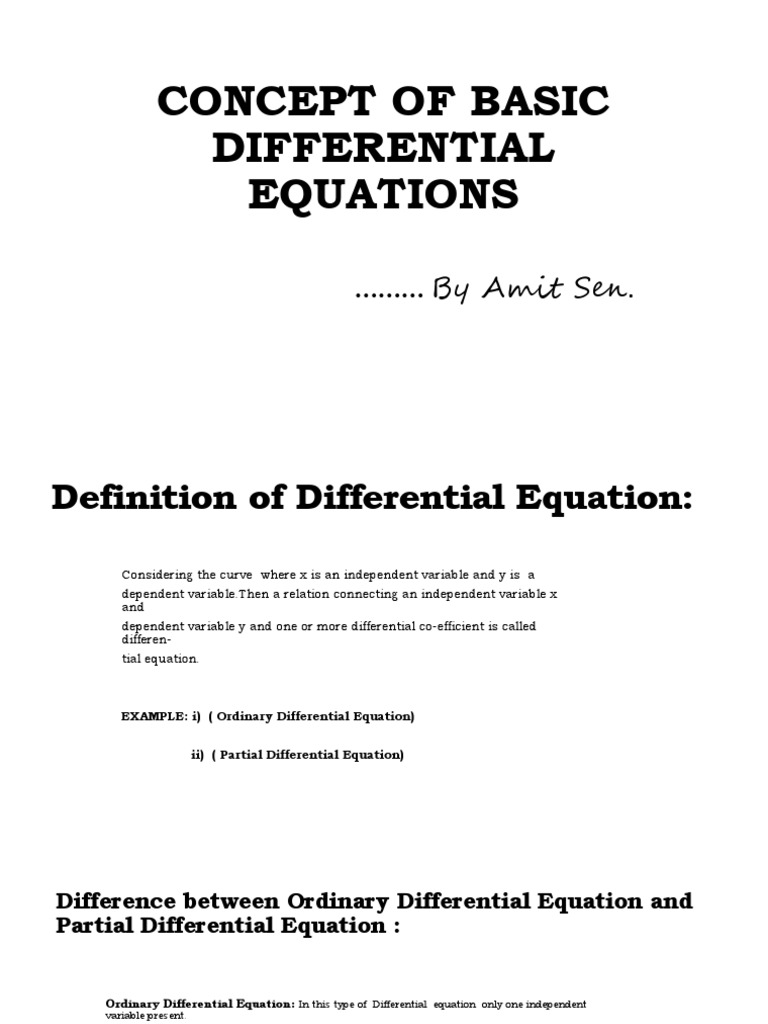 Concept of Basic Differential Equations | PDF | Equations ...