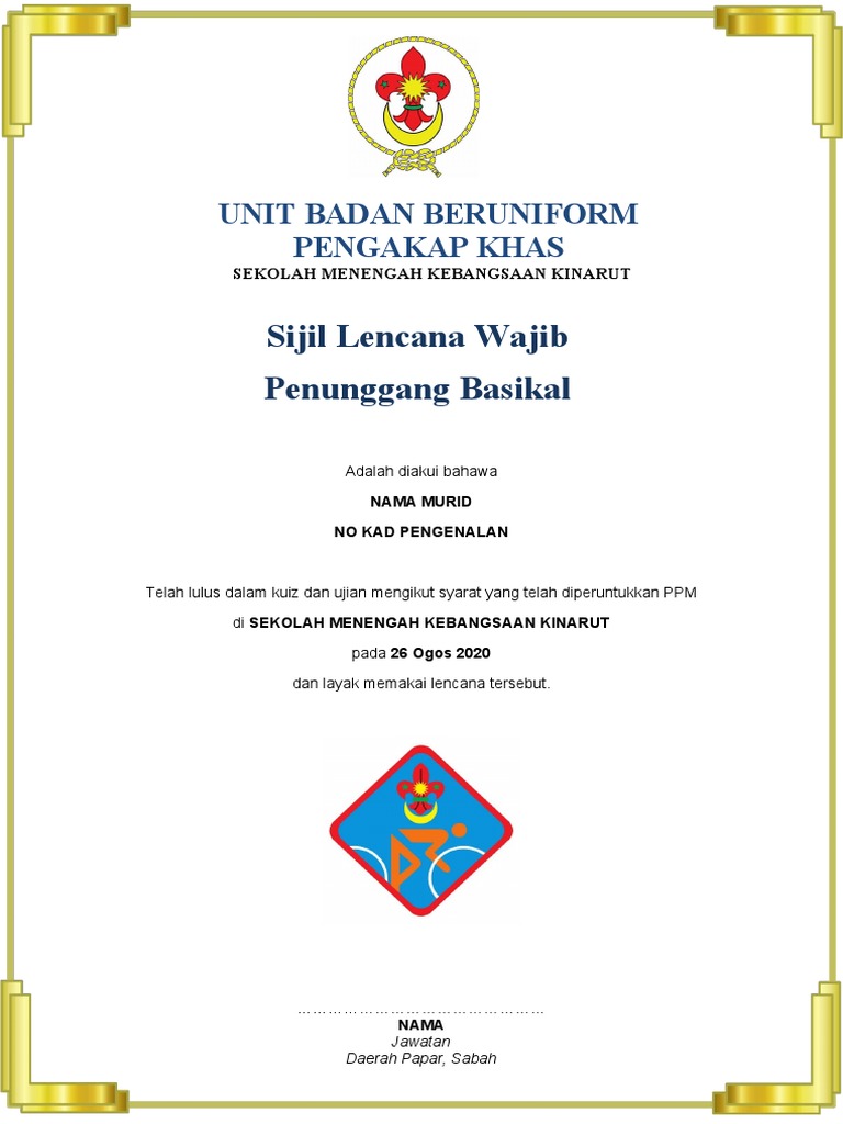 Contoh Sijil Pengakap | PDF