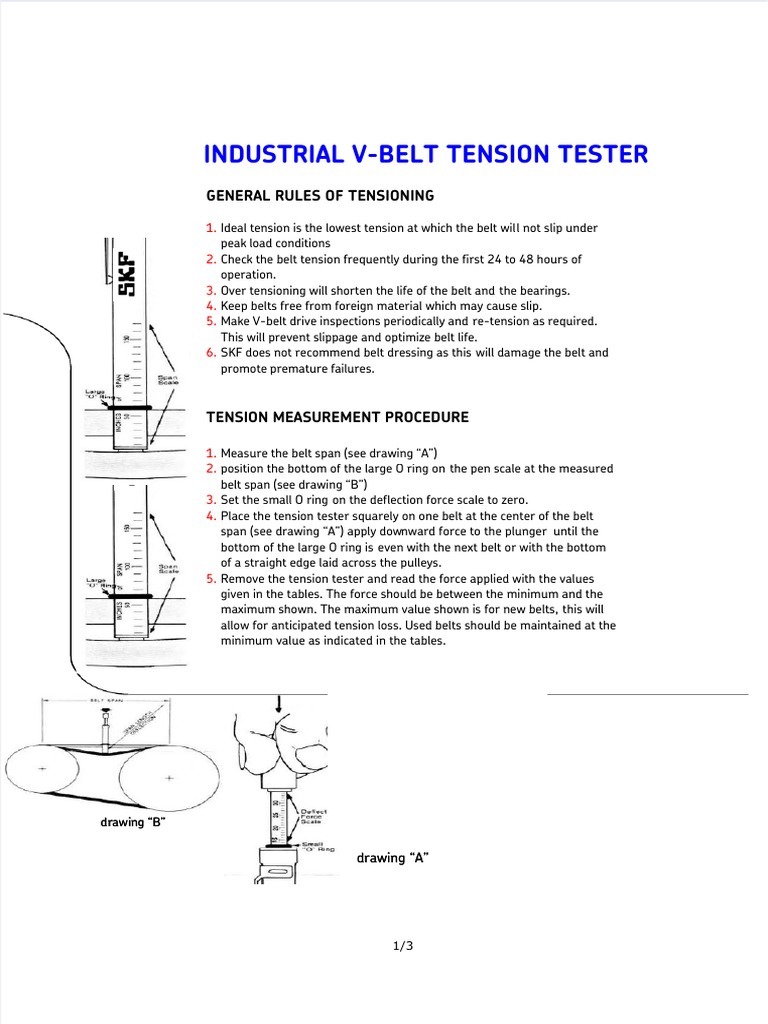 Industrial V-Belt Tension Tester: General Rules of Tensioning | PDF ...
