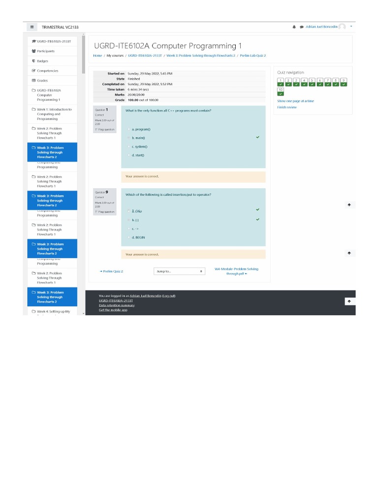 UGRD-ITE6102A Computer Programming 1 Prelim Lab Quiz 2 | PDF