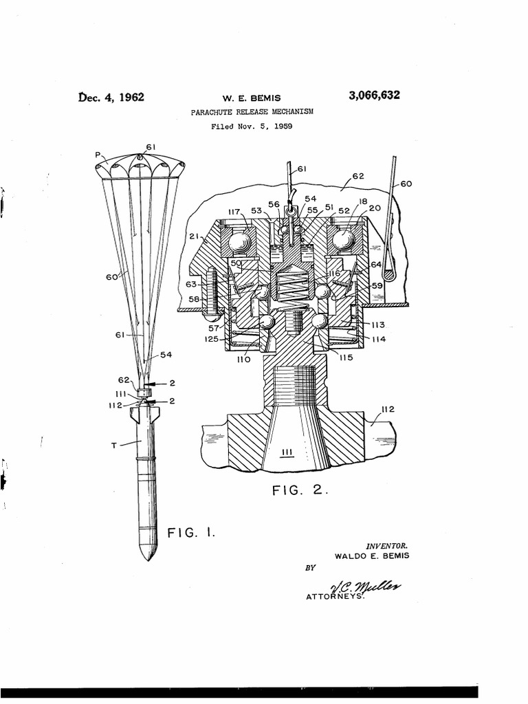 Parachute Release Mechanism: W. E. Bems | PDF | Parachute | Piston