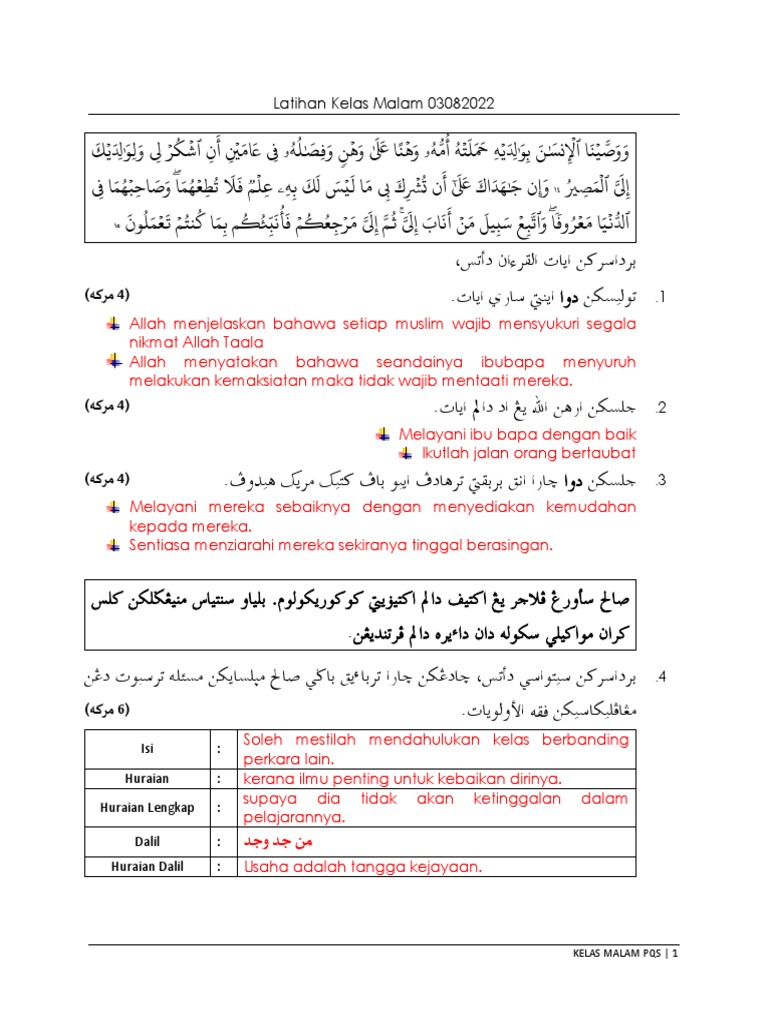 Kelas Malam - Skema 03082022 | PDF