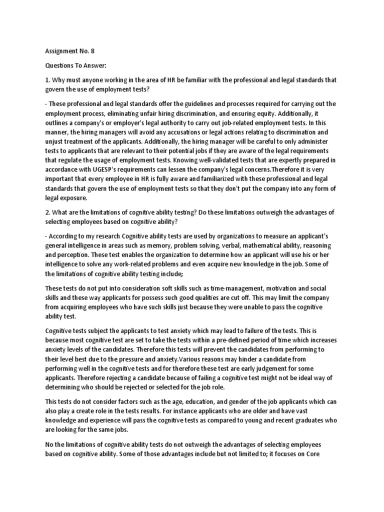 Assignment No8 | PDF | Employment | Extraversion And Introversion