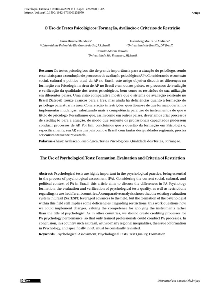 Teste Psicologicos | PDF | Psicologia | Testes psicológicos