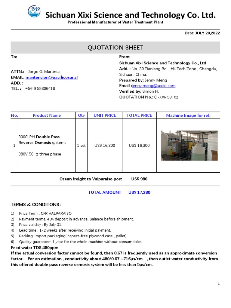 Double Pass Reverse Osmosis System 3000lro Pdf Valve Membrane