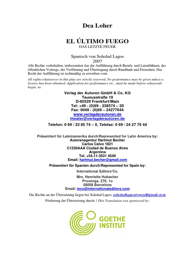 Dea Loher - Das Letzte Feuer | PDF