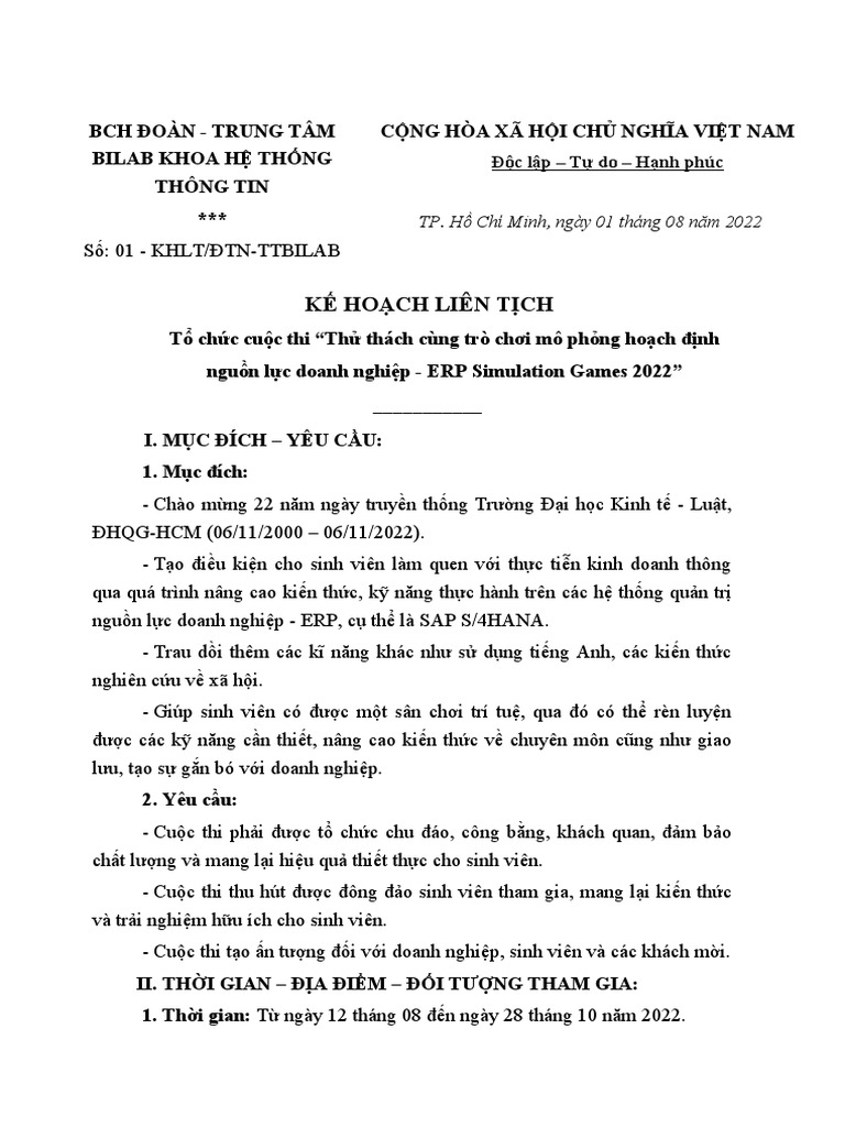 HTTT - KH - TH Thách Cùng ERP Simulation Games 2022 | PDF