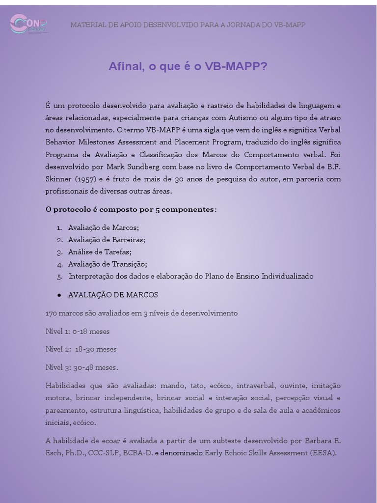 Afinal, o Que É o VB-MAPP. | PDF | Behaviorismo | Autismo