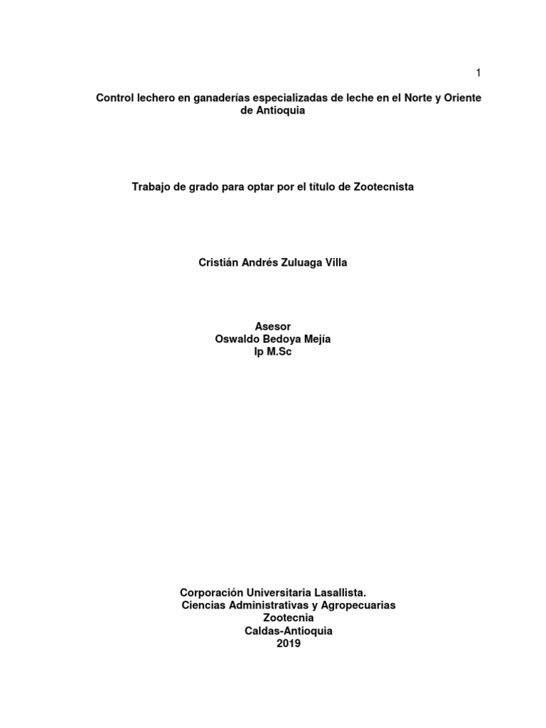 Control Lechero Ganaderias Especializadas | PDF | Leche