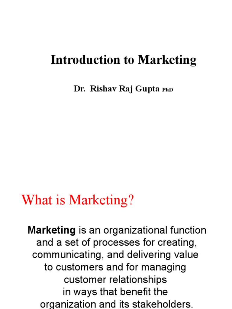 Introduction To Marketing | PDF | Marketing | Customer