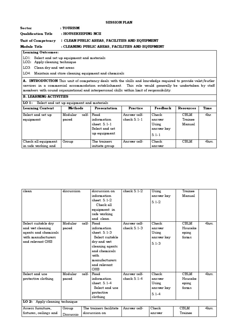 UC 5 Clean Public Areas | PDF | Learning