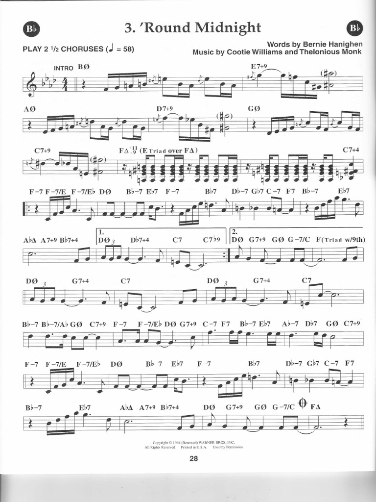Round Midnight BB | Download Free PDF | Jazz | Compositions