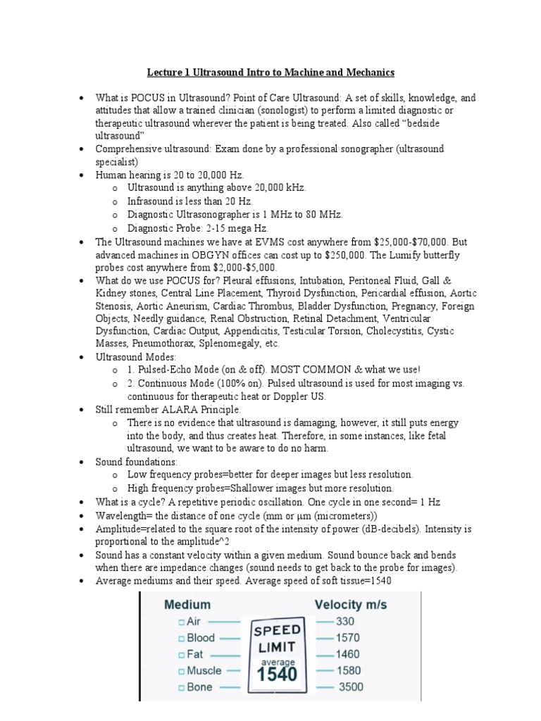 Ultrasound Lecture Notes | PDF | Medical Ultrasound | Sound
