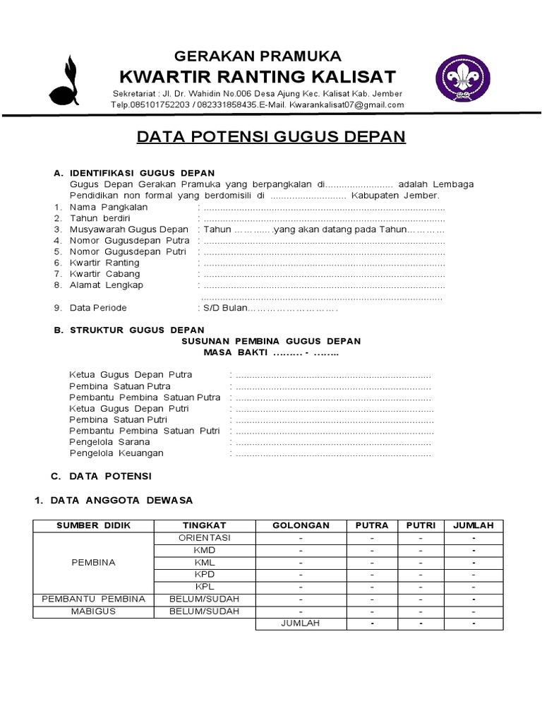 Daftar Potensi Gudep Kalisat Tahun 2022 | PDF