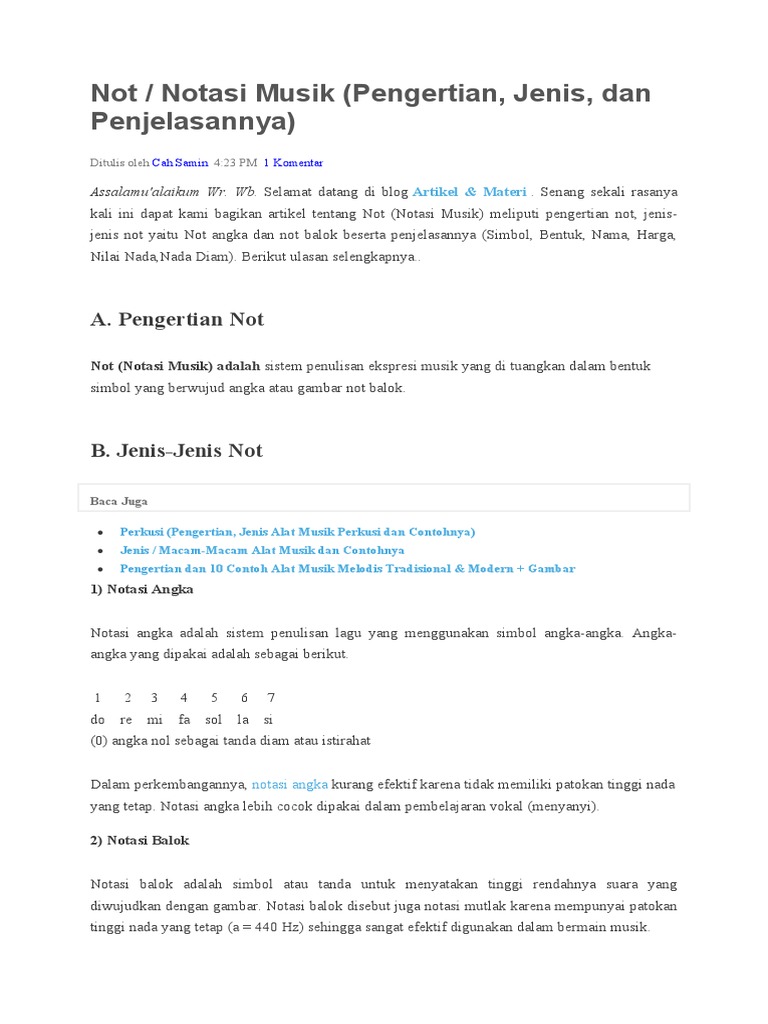 Notasi Musik | PDF | Seni & Disiplin Bahasa | Seni