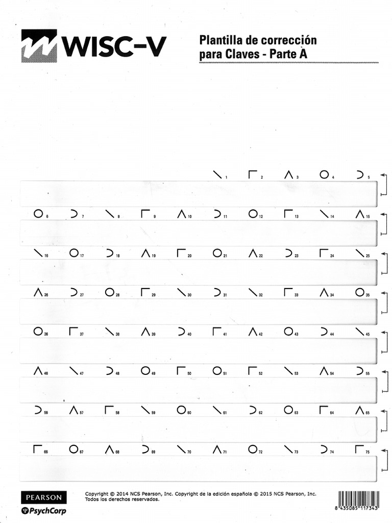 Plantillas de Corrección Claves Wisc-V | PDF