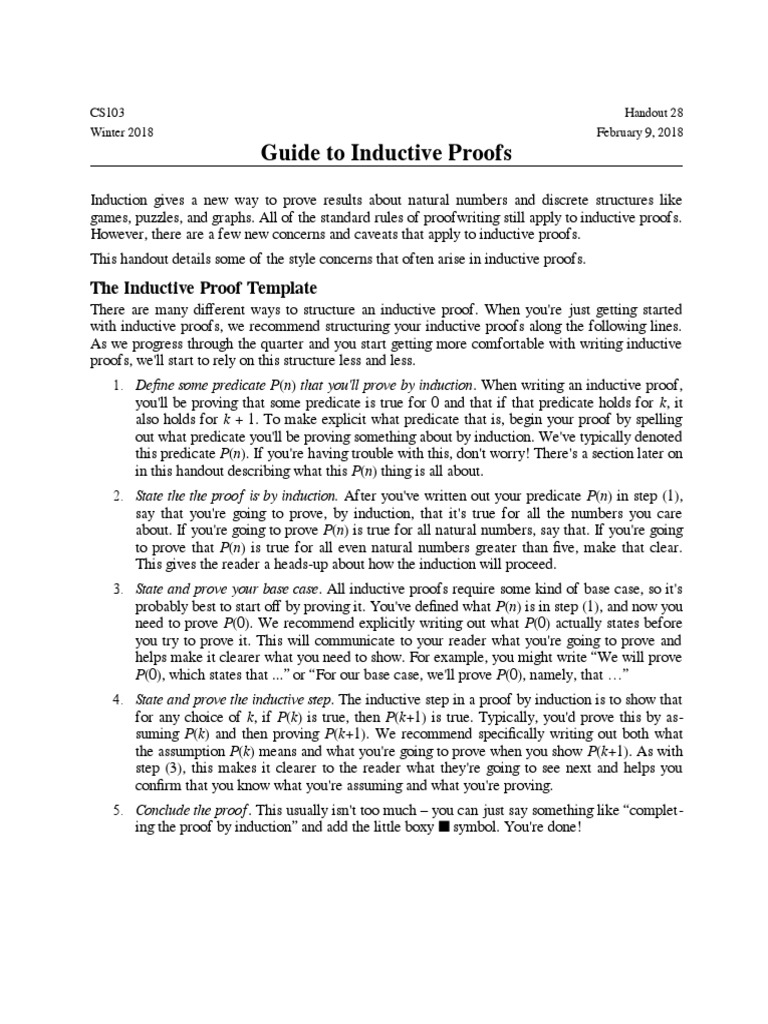 Guide To Inductive Proofs: The Inductive Proof Template | Download Free ...