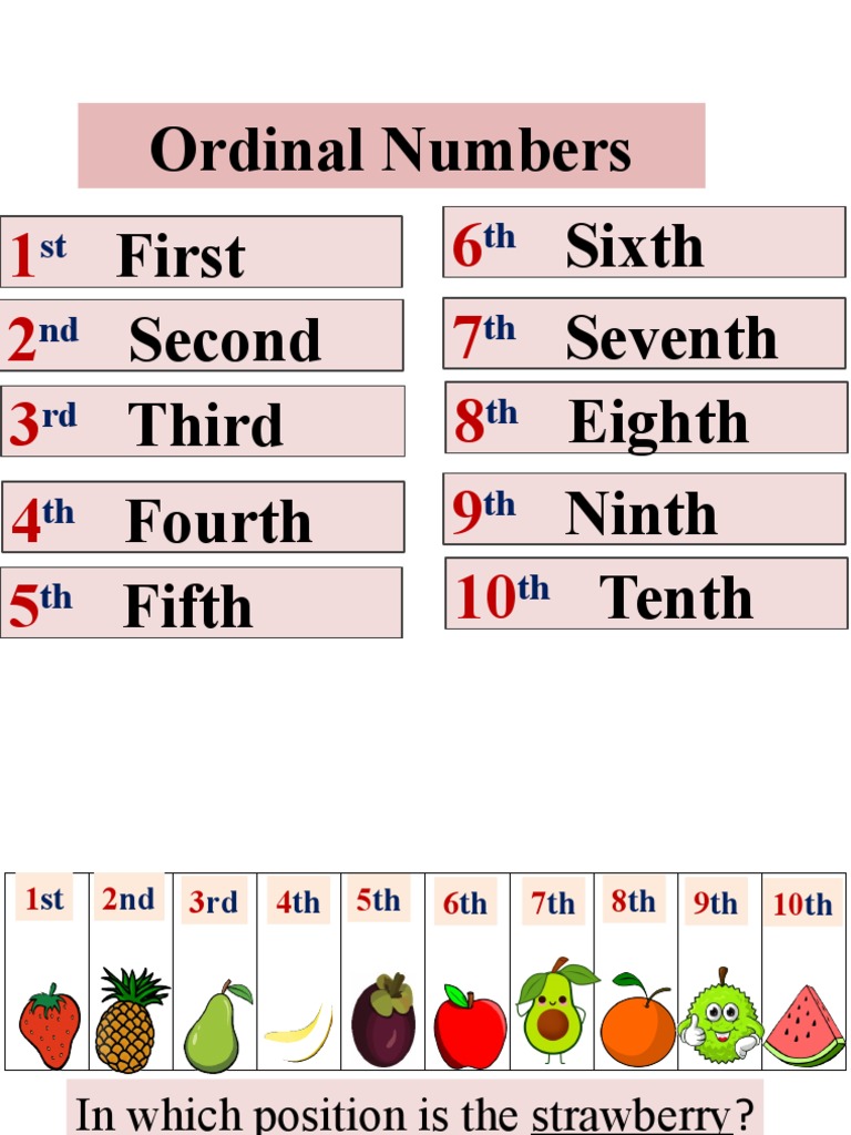 Ordinal Number Position Fun Activities Games 140712 | PDF