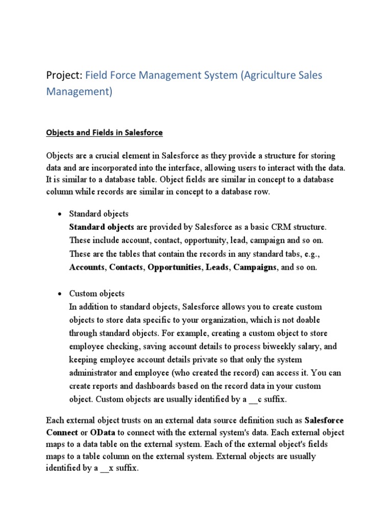 Field Force Management System | PDF | Object (Computer Science) | Databases