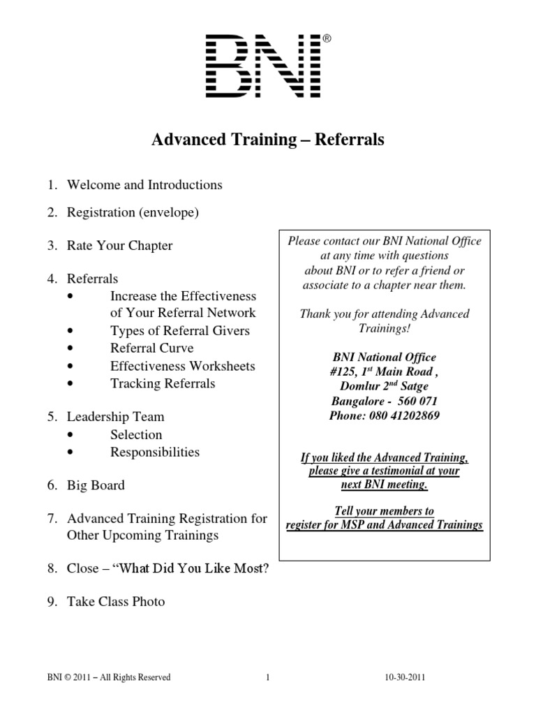Advanced Referral Skills Workshop | PDF