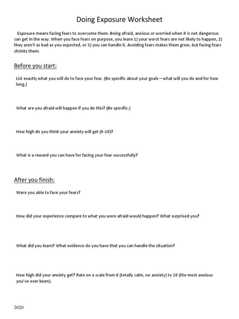 Doing Exposure Worksheet | PDF
