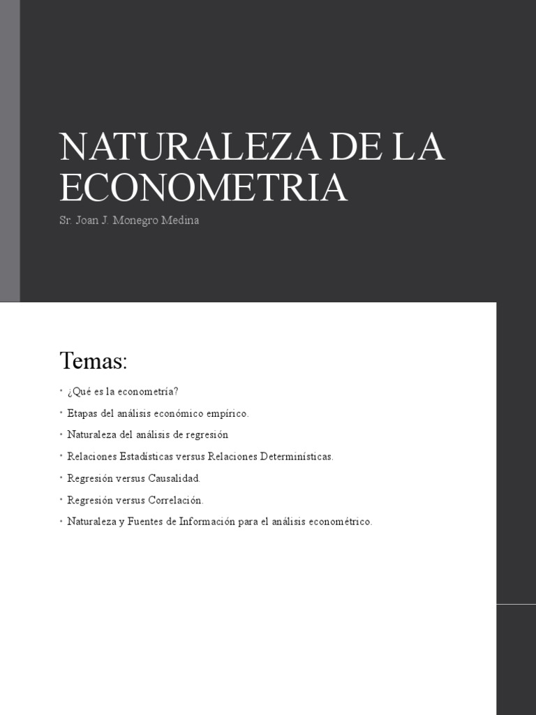 NATURALEZA DE LA ECONOMETRIA - Clase 1 | PDF | Econometría | Estadísticas