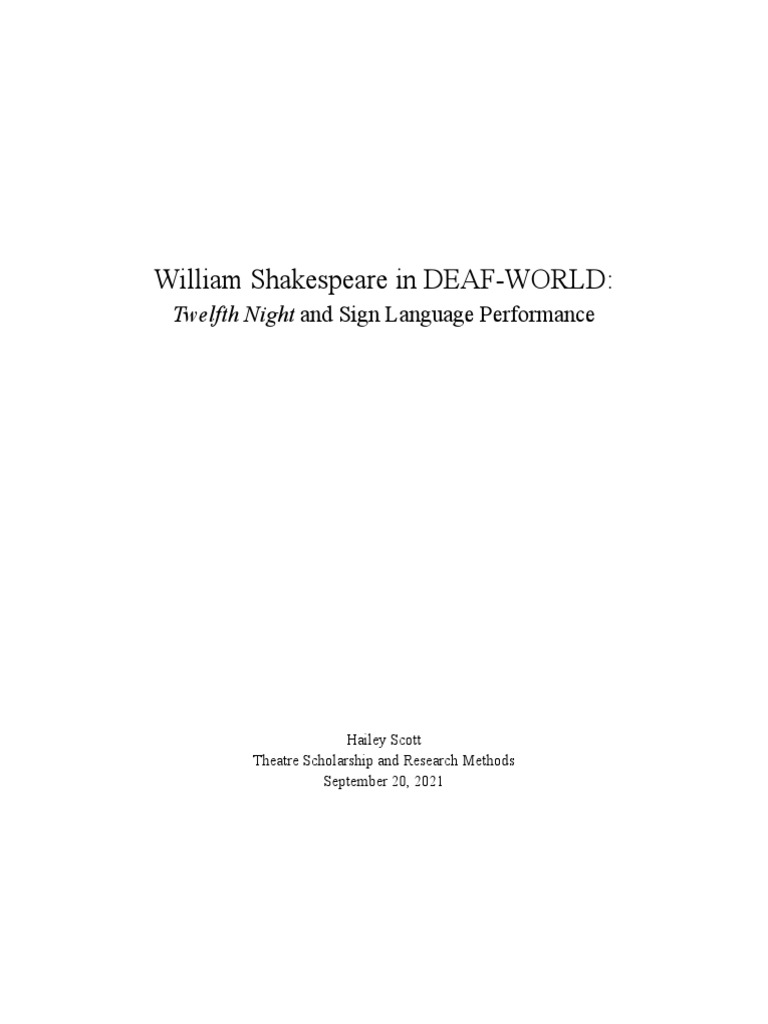 William Shakespeare in DEAF-WORLD - Twelfth Night and Sign Language ...