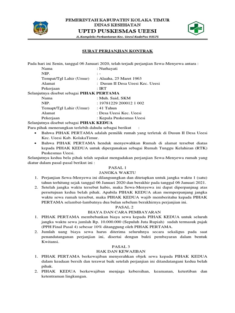 Perjanjian Kontrak RTK | PDF