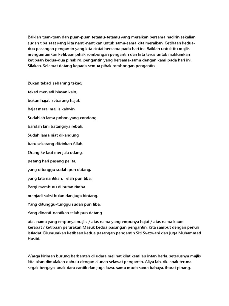 Teks Emcee Kahwin | PDF