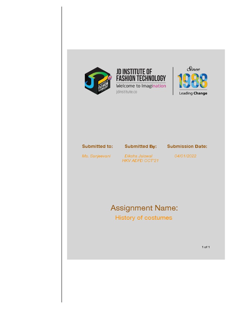 Assignment Name:: History of Costumes | PDF | Trousers | Cultural Trends