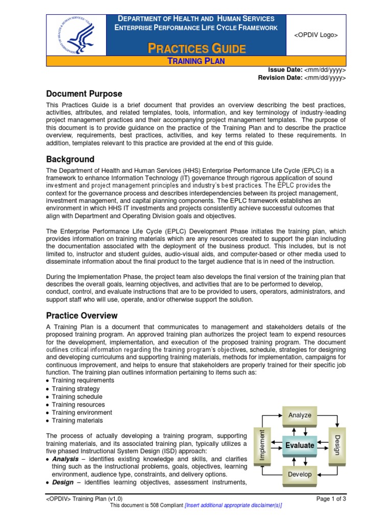 Eplc Training Plan Practices Guide | PDF | Evaluation | Curriculum