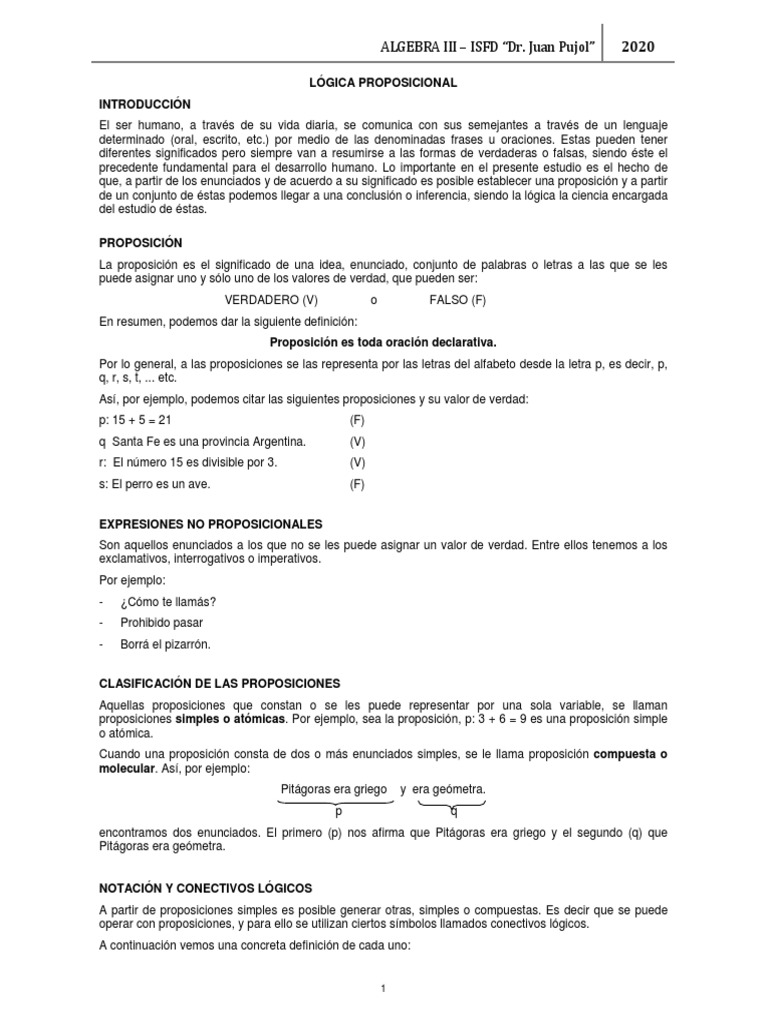 Logica Proposicional | PDF | Proposición | Verdad