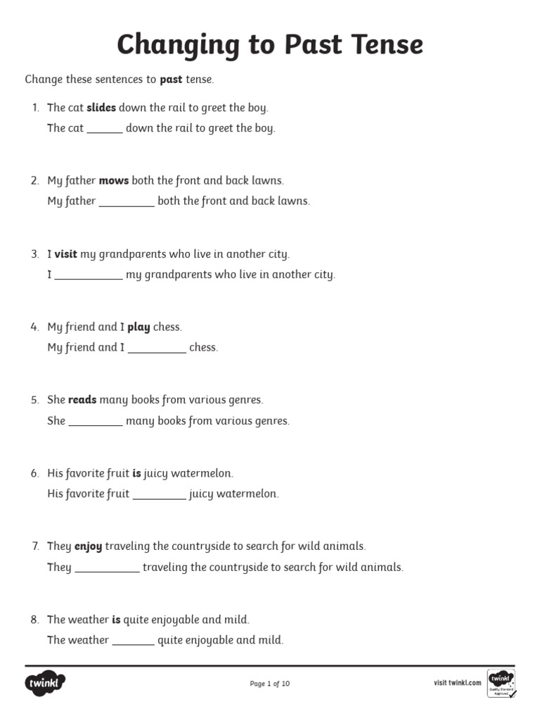 Changing To Past Tense Worksheets | PDF