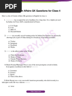 Current Affairs GK Questions Class 6 | PDF