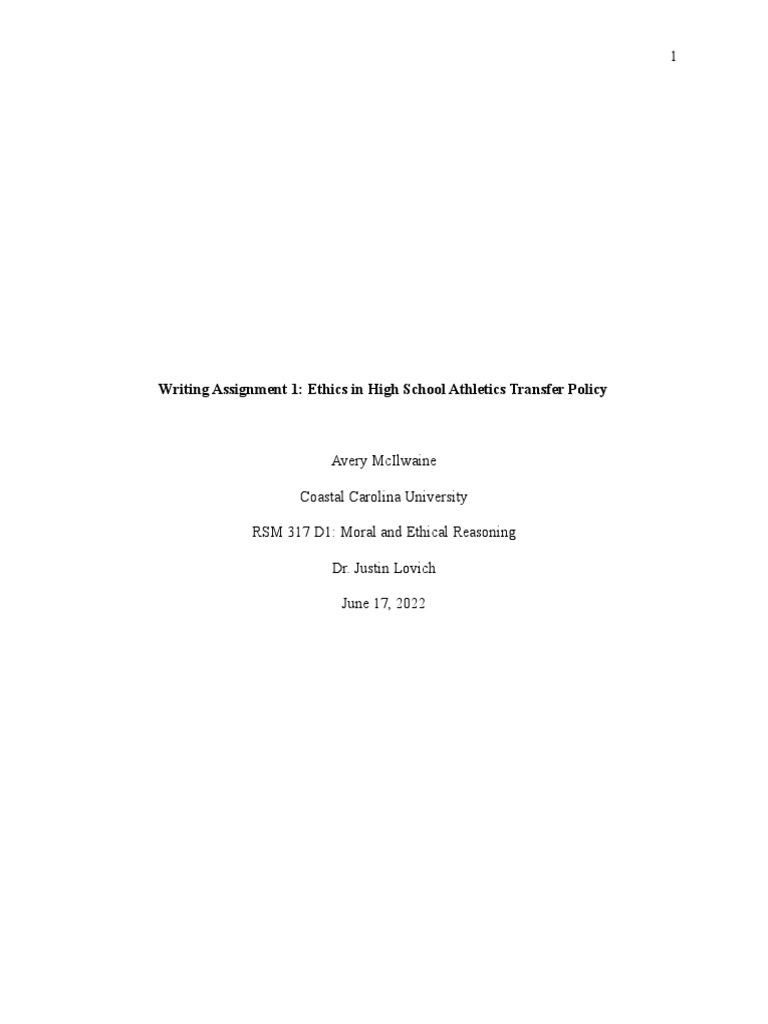 RSM 317 Writing Assignment 1 | PDF | Justice | Crime & Violence
