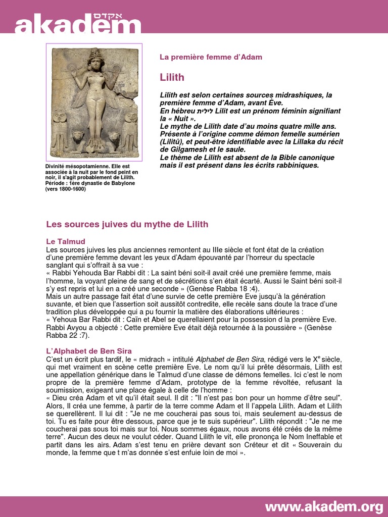 1 Lilith | PDF | Lilith | Ève