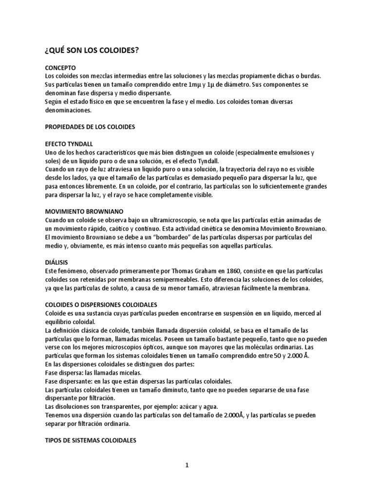 Qué Son Los Coloides | PDF | Coloide | Química