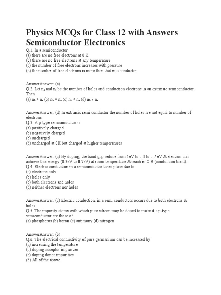 MCQ Semiconductor | PDF | P–N Junction | Semiconductors