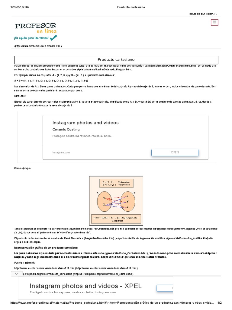 Representación Gráfica Del Conjunto Producto | PDF | Geometría ...