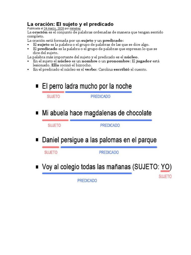 Sujeto y Predicado | PDF | Verbo | Predicado (Gramática)