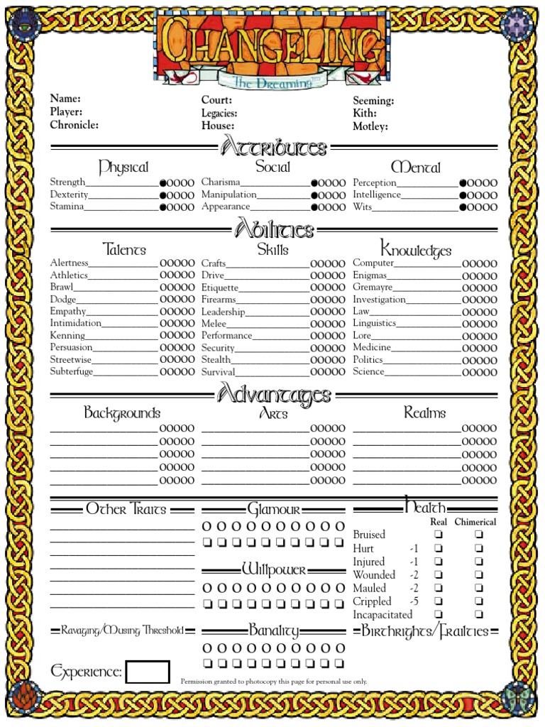 CtD Character Sheet | PDF | Psychology