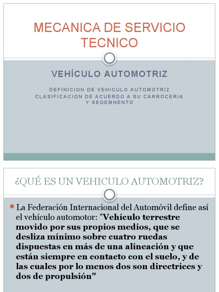 Definición y Clasificación de Vehículos | PDF | Sedán (Automóvil ...