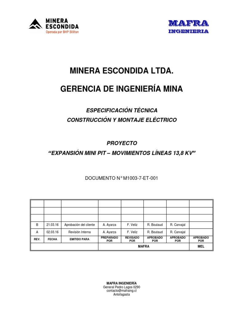 M1003-7-Et-001 - B - Eett Construcción y Montaje Eléctrico | PDF ...