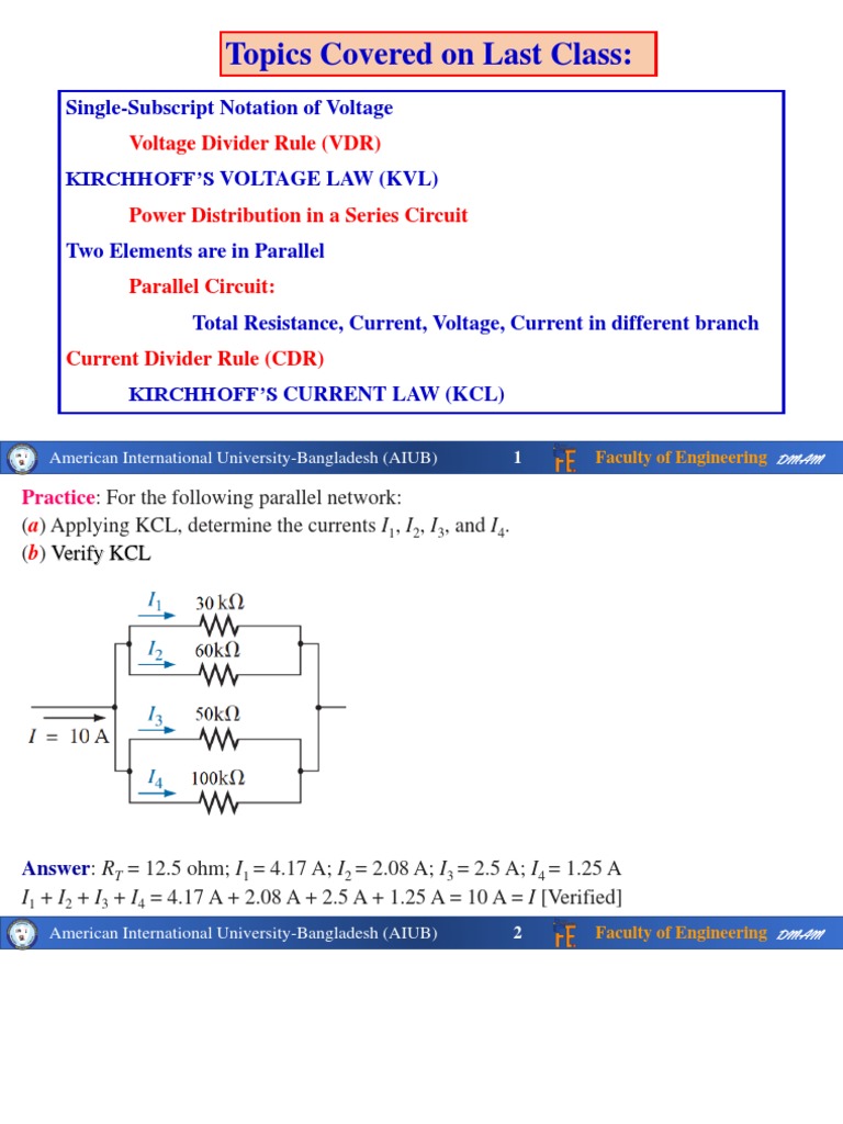 Topics Covered On Last Class:: Single-Subscript Notation of Voltage ...