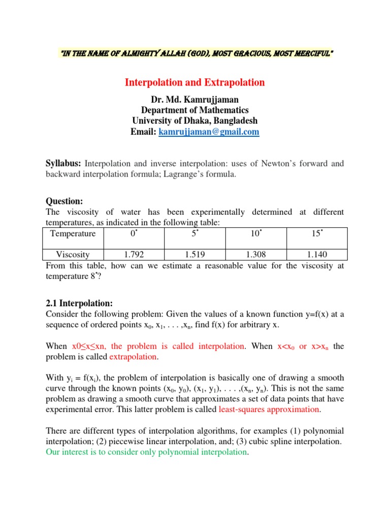 Ch2 Interpolation 2022 | PDF | Interpolation | Algorithms