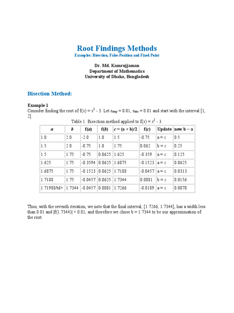 Ch2a Example Root Finding Methods | Download Free PDF | Mathematical Objects | Computational Science