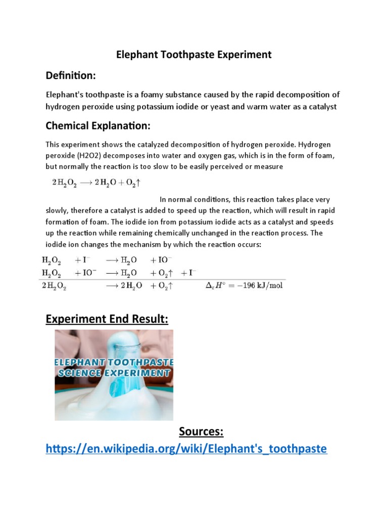Elephant Toothpaste Experiment | PDF