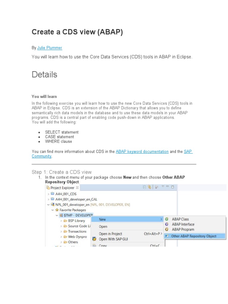Create A CDS View | PDF | Systems Engineering | Data Management