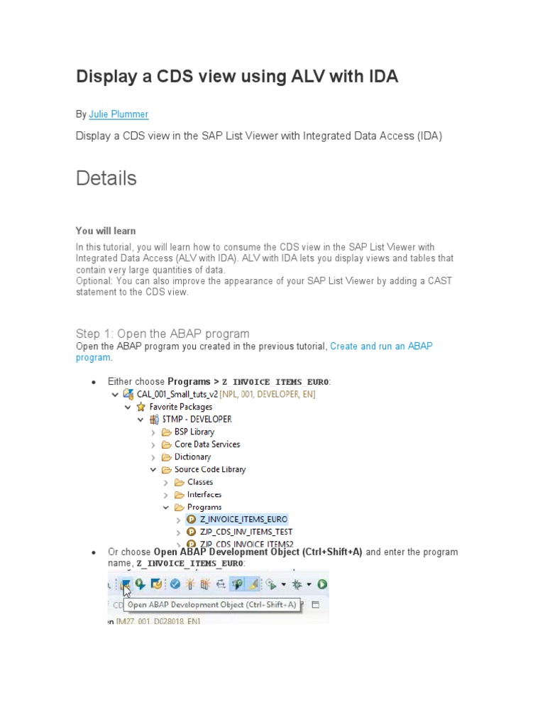 Display A CDS View Using ALV With IDA | PDF | Information Age | Computer Engineering